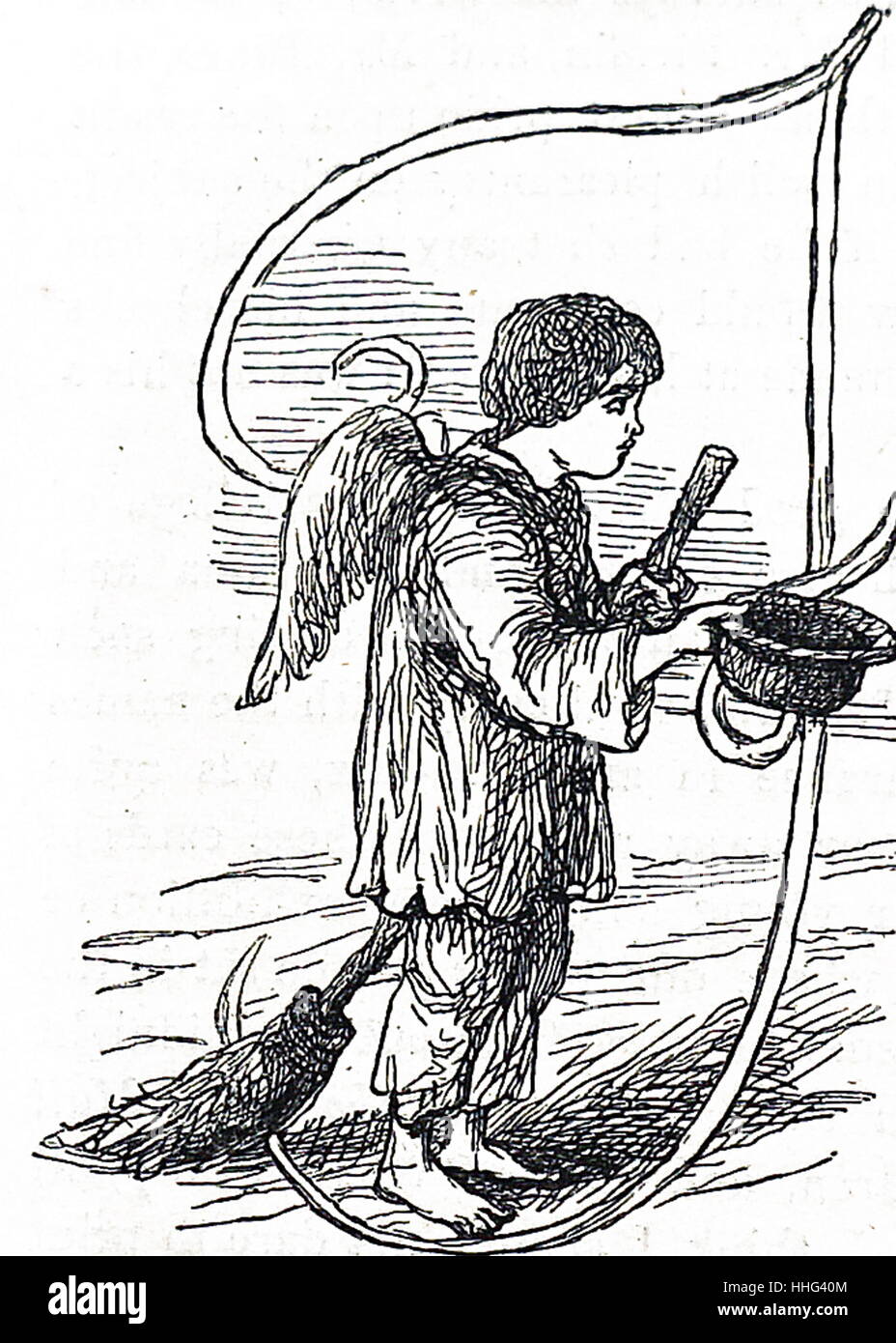 Illustration depicting a sweeper boy holding out his hat for payment ...