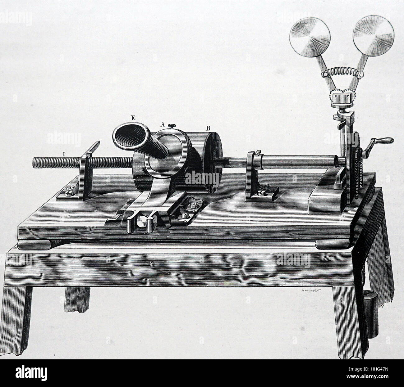 Edison Clockwork Phonograph. Foil recording 1878 Stock Photo - Alamy