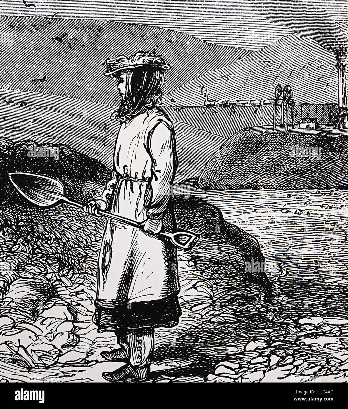 Female labourer at a tin mine in the St Just area of Cornwall, England ...