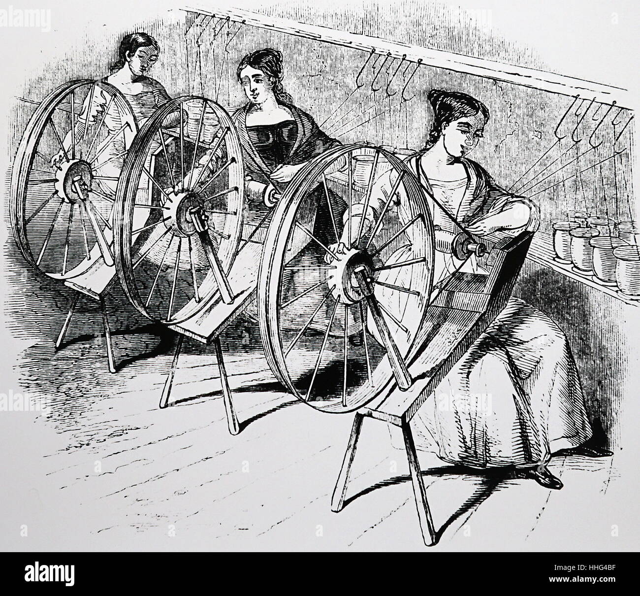 Spinning women 19th century hi-res stock photography and images - Alamy