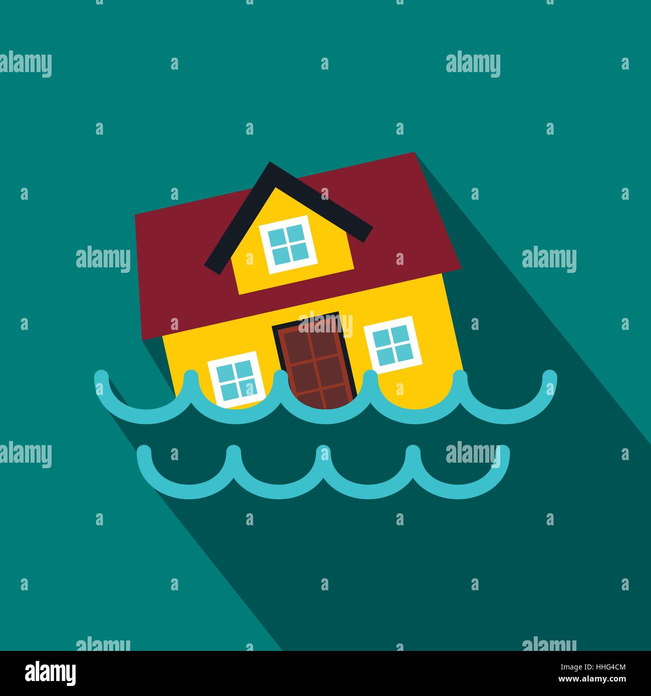 House sinking in a water icon, flat style Stock Vector Image & Art - Alamy