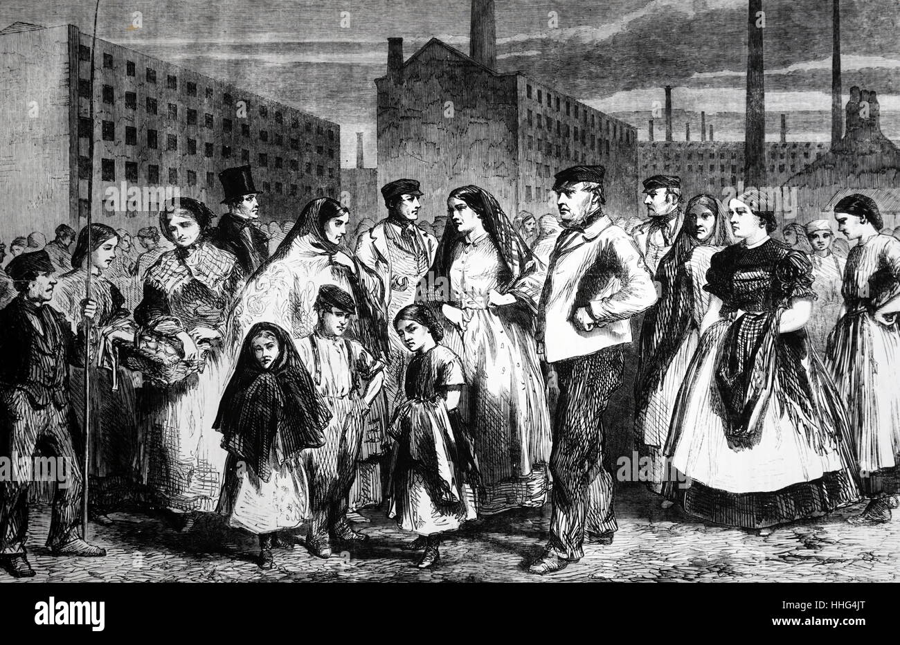 The Cotton Famine (Lancashire Cotton Famine). Mill operatives at the ...