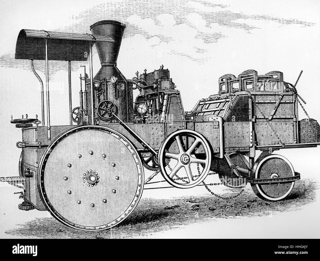 Steam driven, moveable cotton press. Designed for use in India to avoid ...