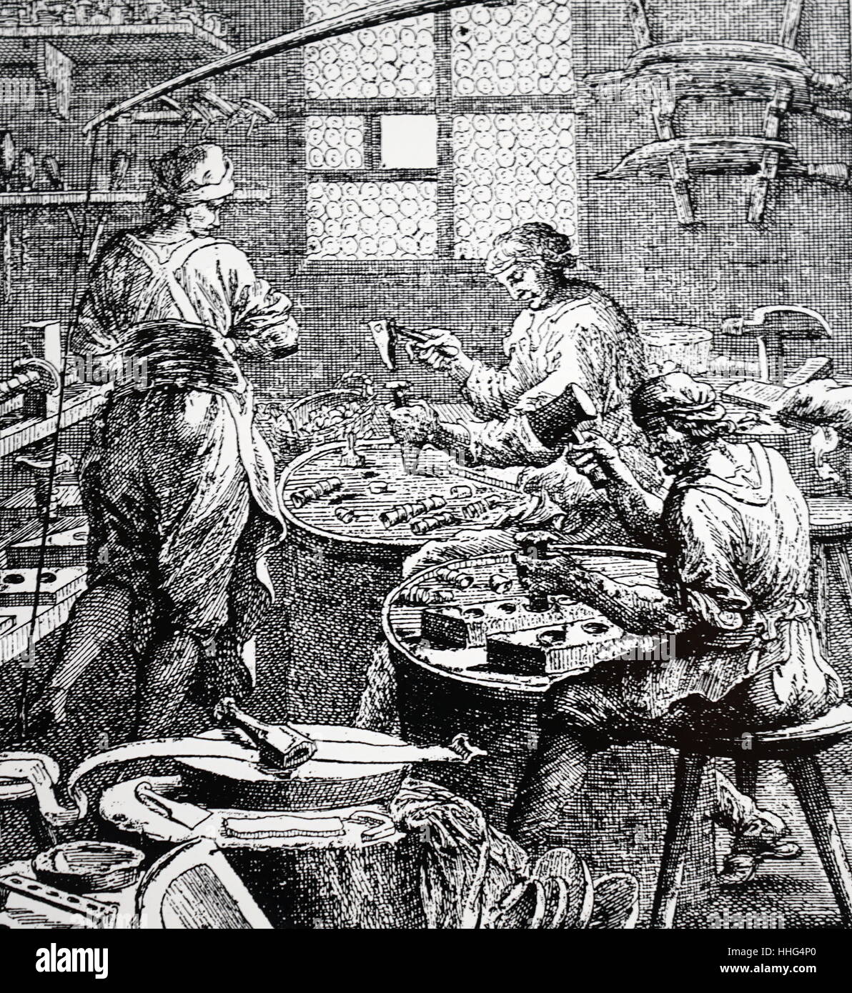 Thimble-maker's workshop. Dated 1698 Stock Photo - Alamy