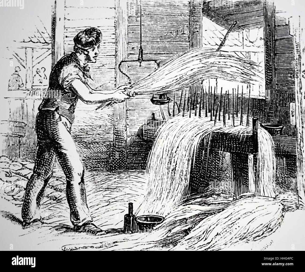 Heckling raw hemp illustration hi-res stock photography and images - Alamy