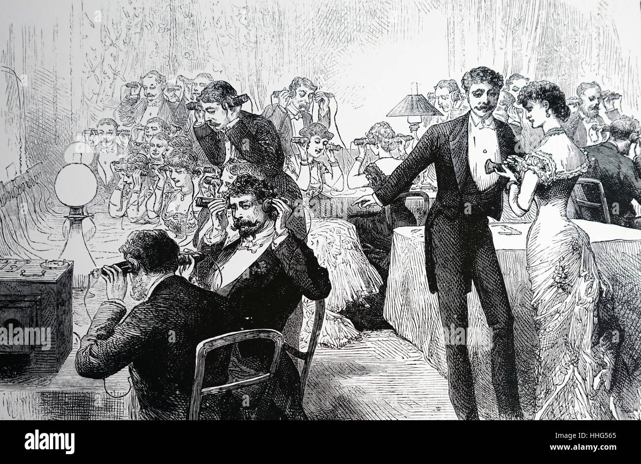 Exchanging New Year's greetings by telephone. Dated 7th January 1882 ...