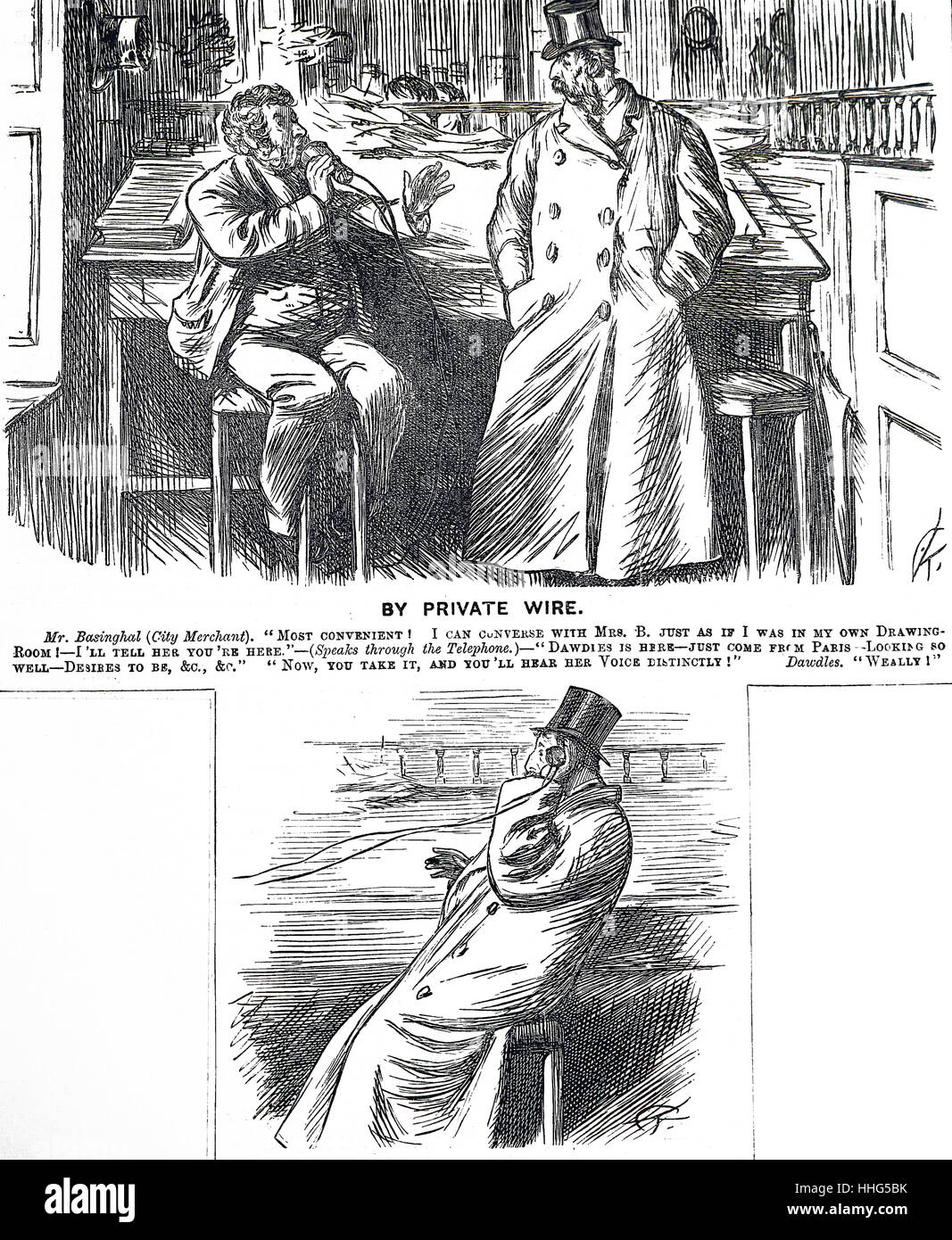 The delights of the new-fangled telephone. Dated 16th March 1878 Stock ...
