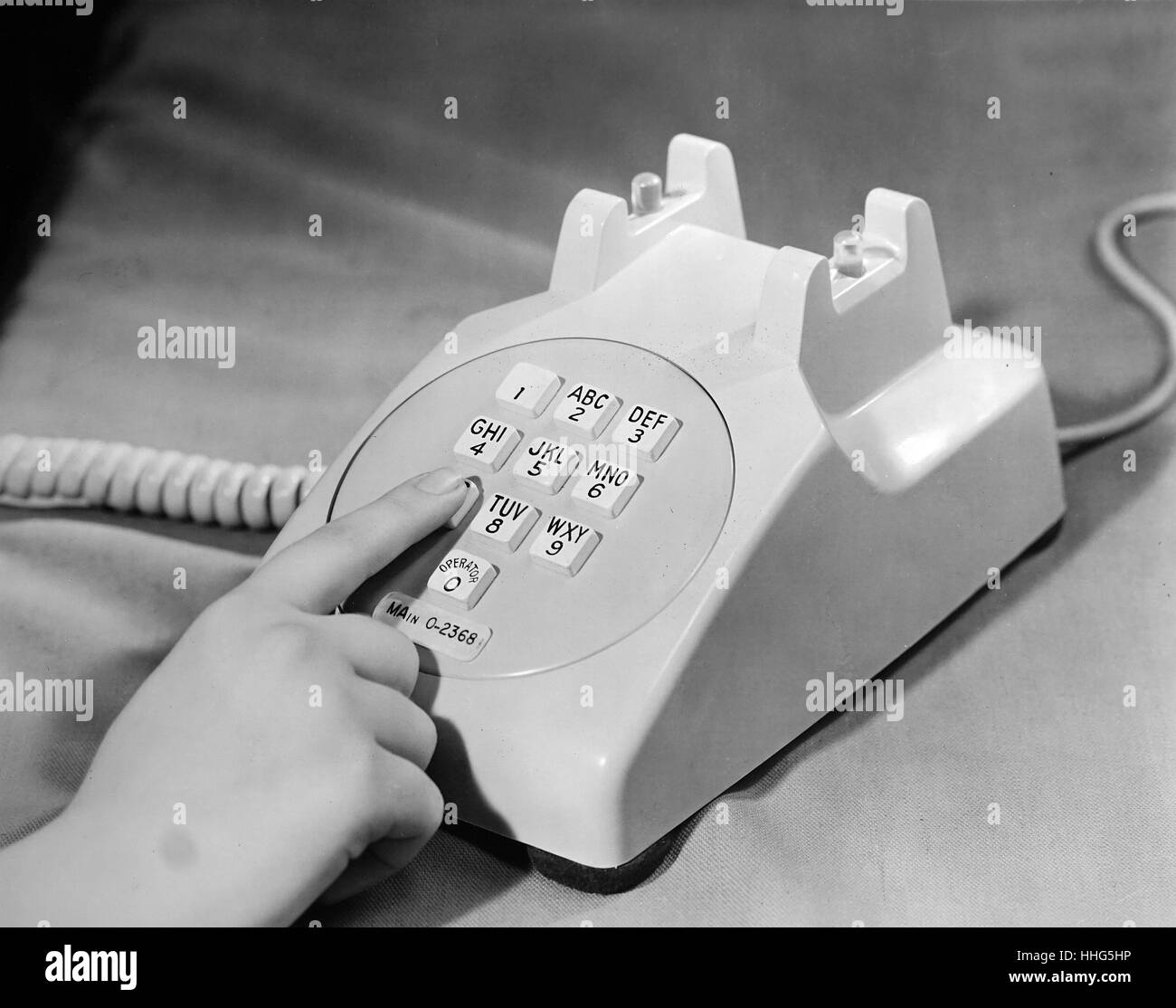 An experimental model of a push button telephone being developed at ...