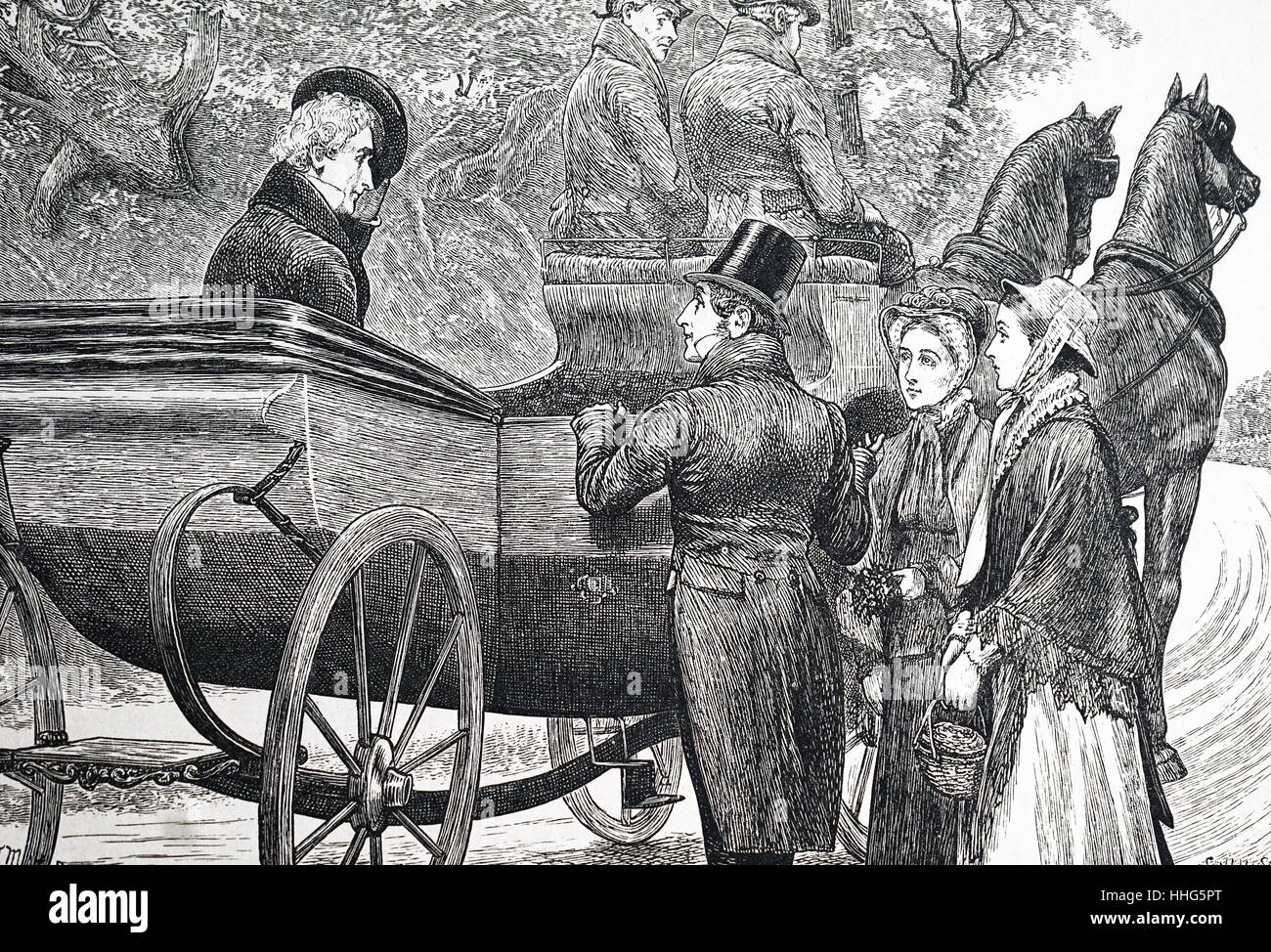 Raising hat. Illustration by J. Mc L Ralston (1872-80) from Good Words ...