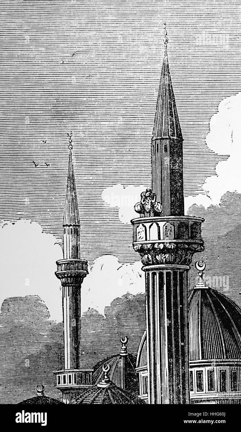 Muezzin calling the faithful to prayer. 1840. A Muezzin is the person ...