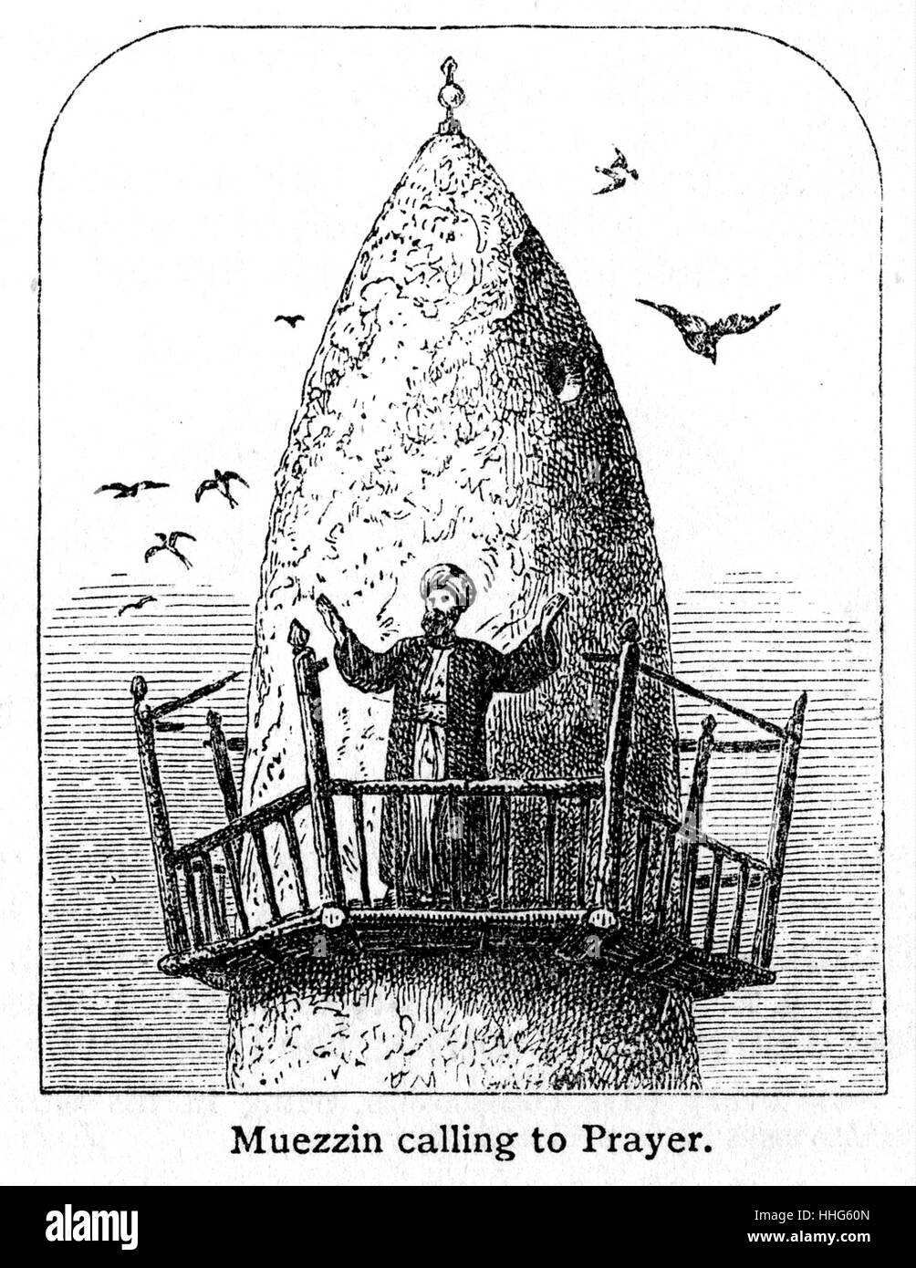 Muezzin calling the faithful to prayer. 1884. A Muezzin is the person ...