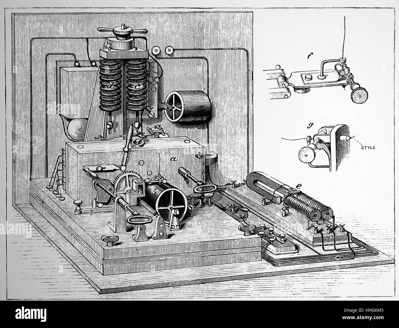 D'Asrlincourt's teleprinter. 1878 Stock Photo - Alamy