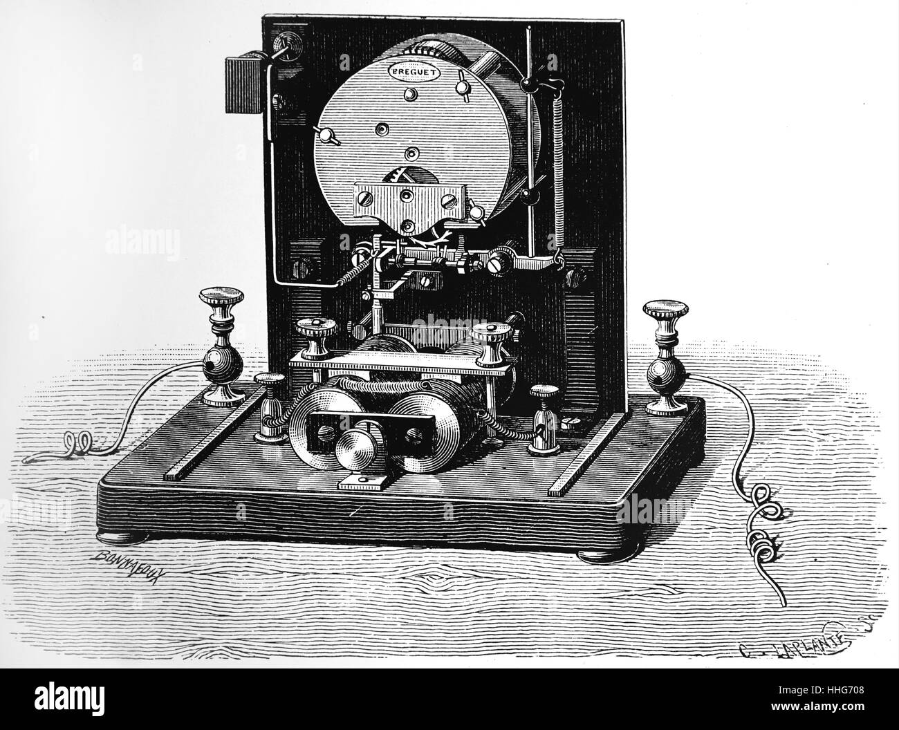 Mechanism of indicator (receiver) of Breguet's dial telegraph. 1891 ...