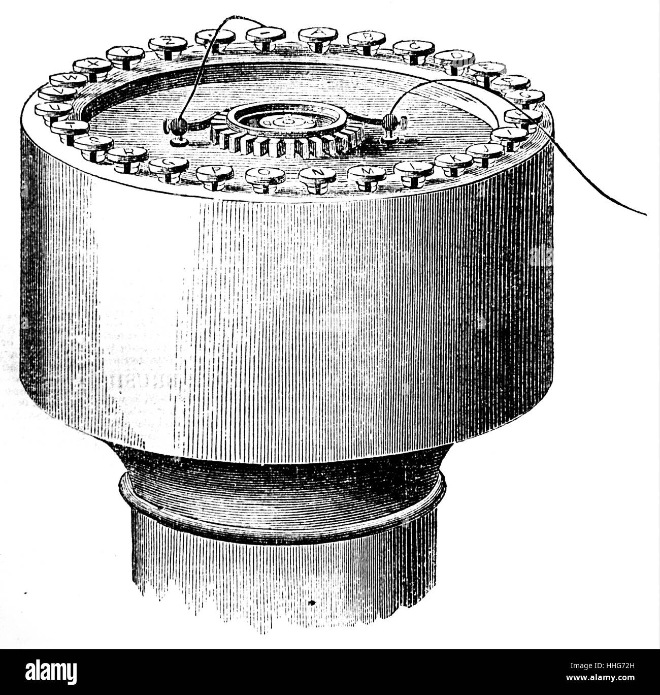 Circular key-board of Jacob Brett's electric telegraph. 1847 Stock ...
