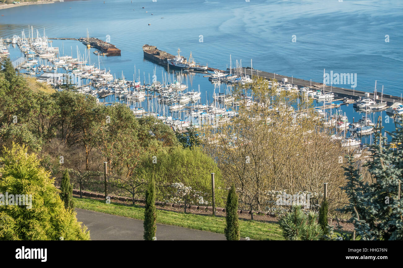 An overhead view of a marina in Tacoma, Washington Stock Photo - Alamy