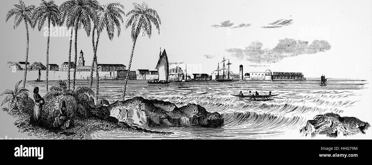 Illustration depicting a view of Colombo; the capital of Sri Lanka ...