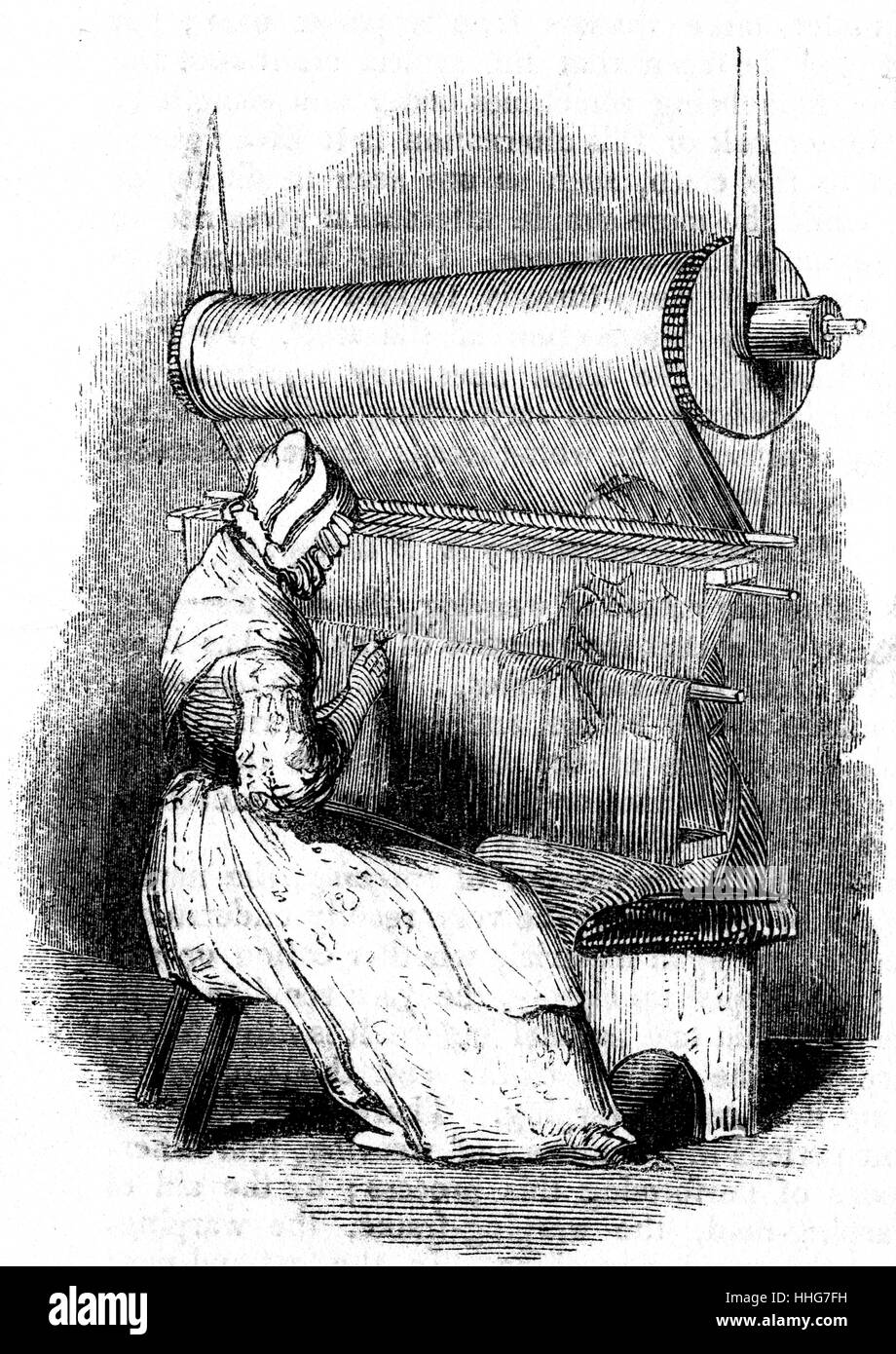 Illustration depicting the production of the worsted: drawing in the ...