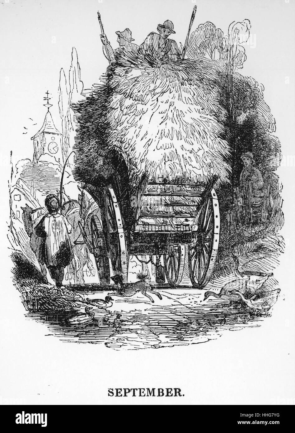 Taking the harvest home. Illustration of November for John Clare 'The ...