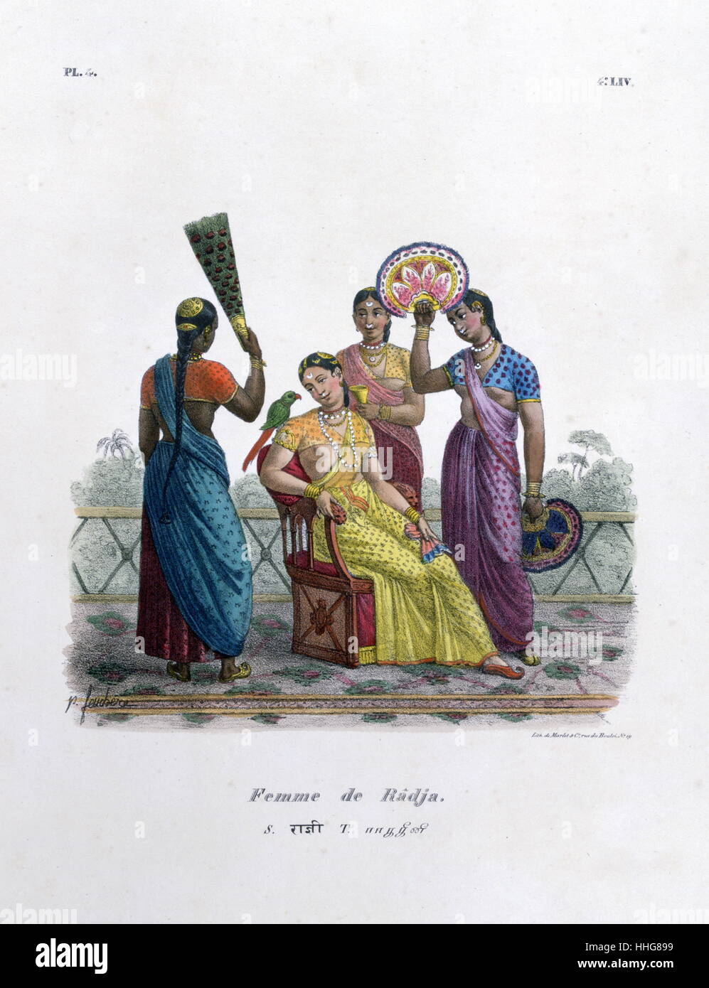 French lithograph of high caste women in Rajasthan, India, By Marlet ...