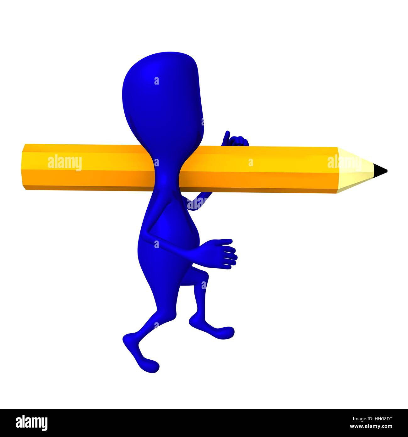 Side view one 3d puppet bear yellow pencil Stock Photo - Alamy