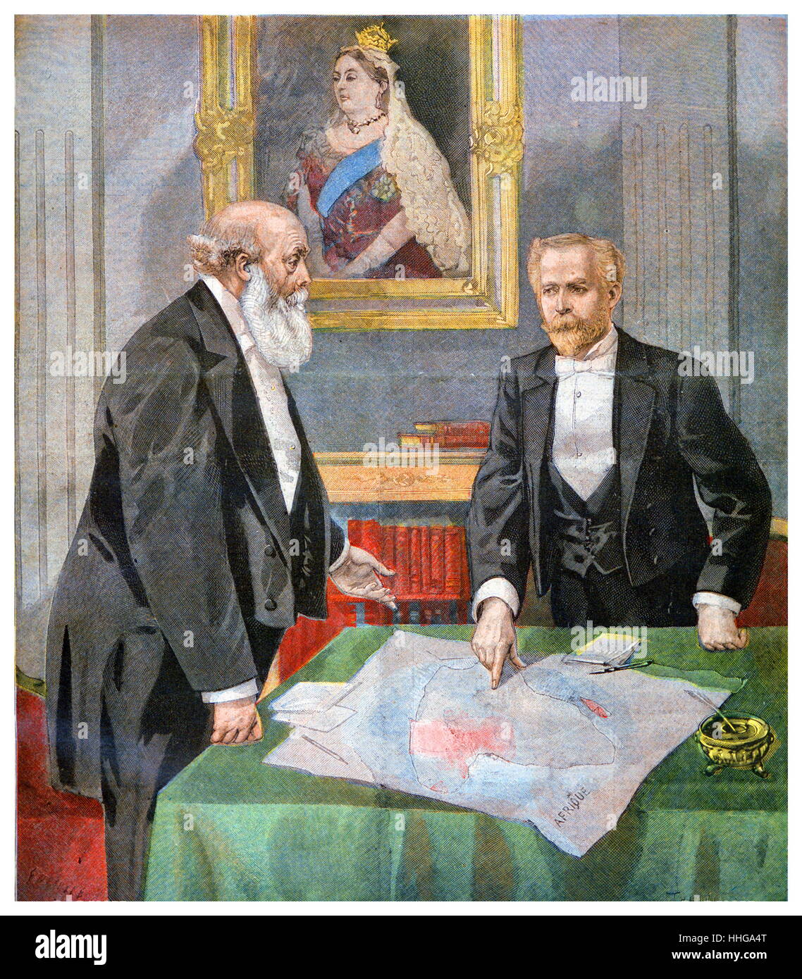 Underneath a portrait of Queen Victoria, Lord Salisbury (left) and Paul ...