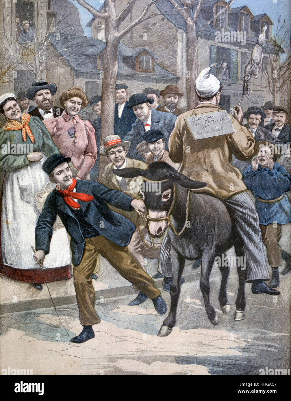 Illustration showing a local tradition of riding backwards on a horse I ...