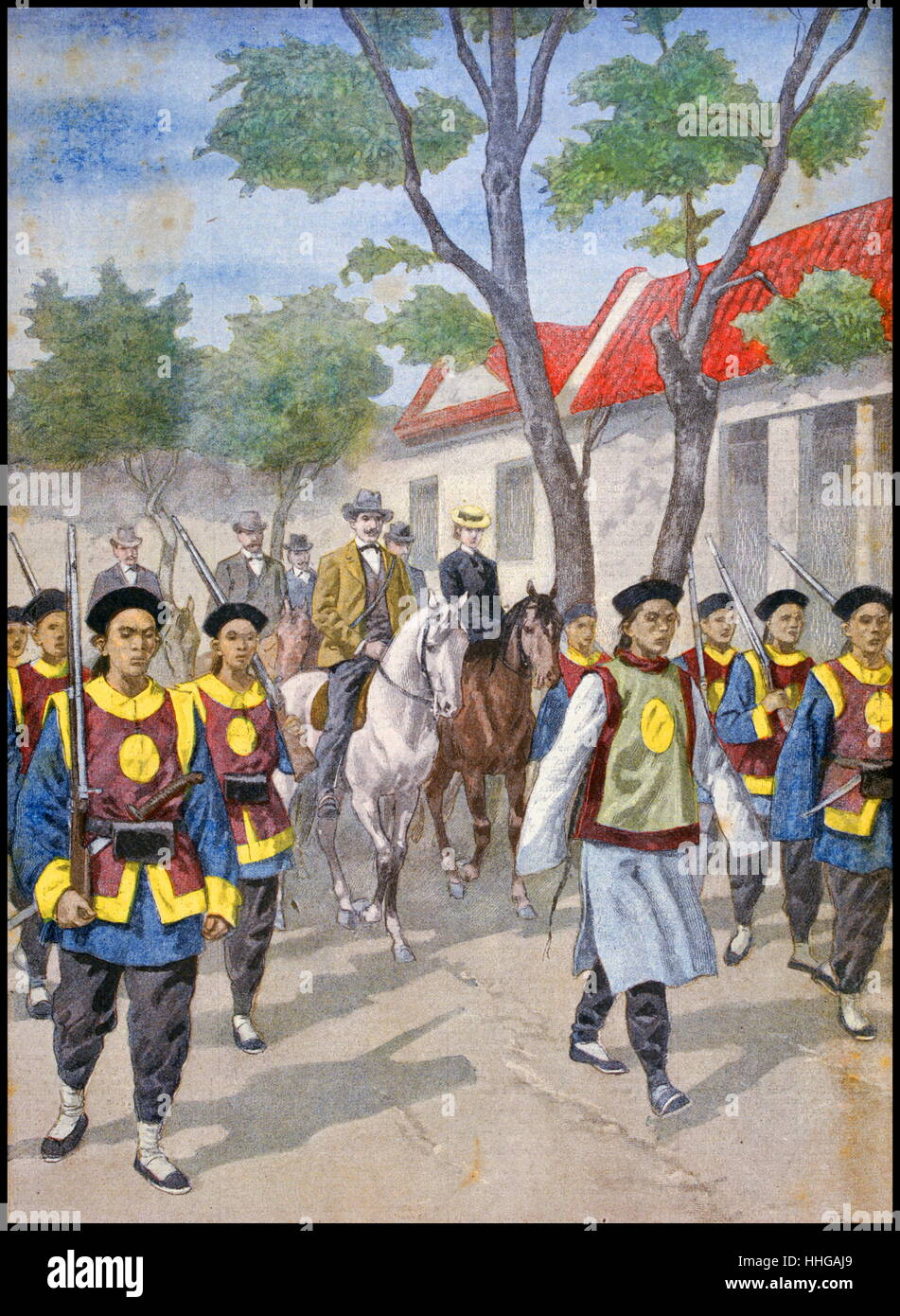 Boxer rebels guarding European diplomats; China 1900. the Boxer ...