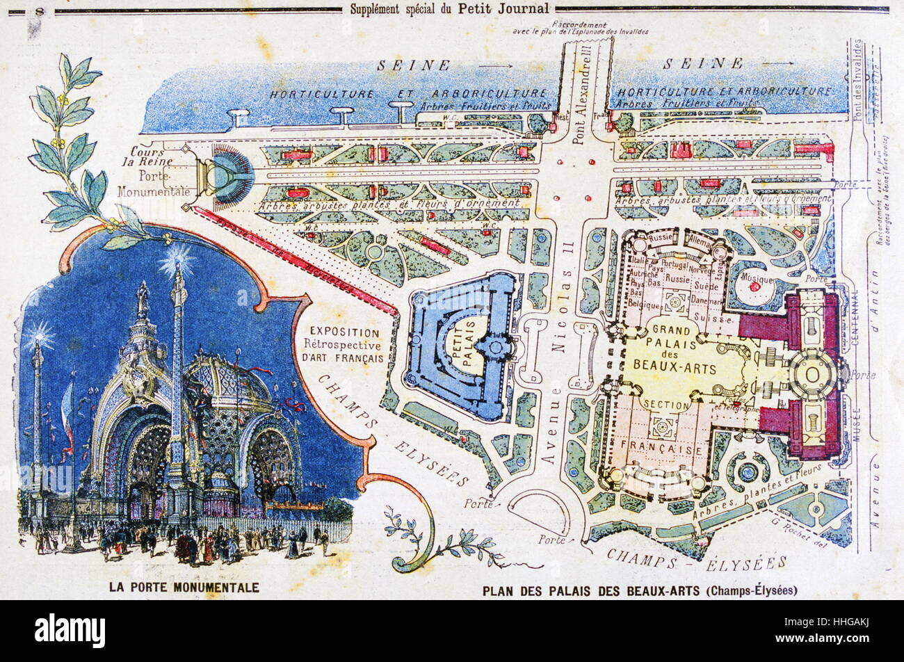 Illustration showing a plan of the exhibition areas for the Exposition ...