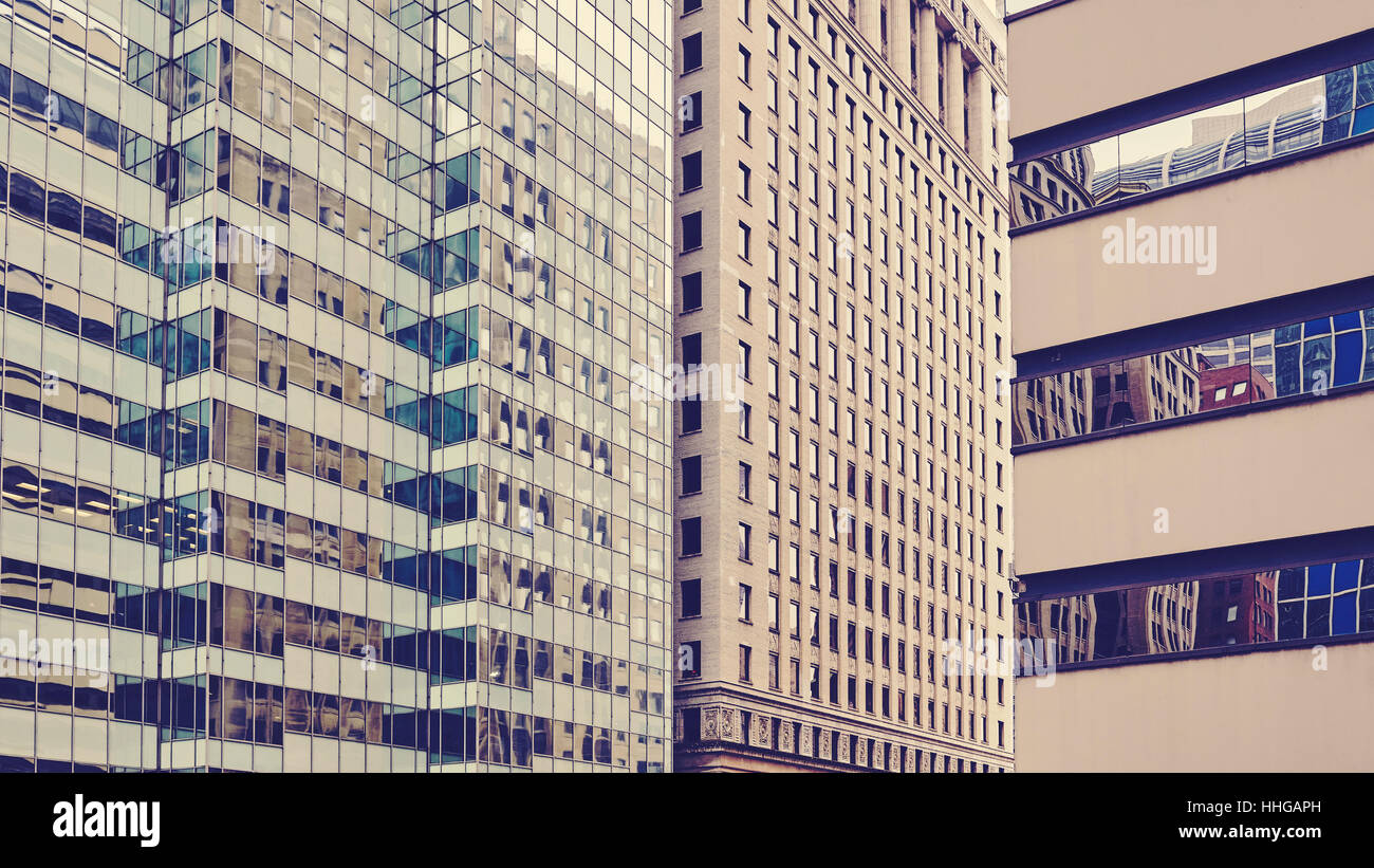 Retro stylized buildings in Chicago, architecture background Stock ...