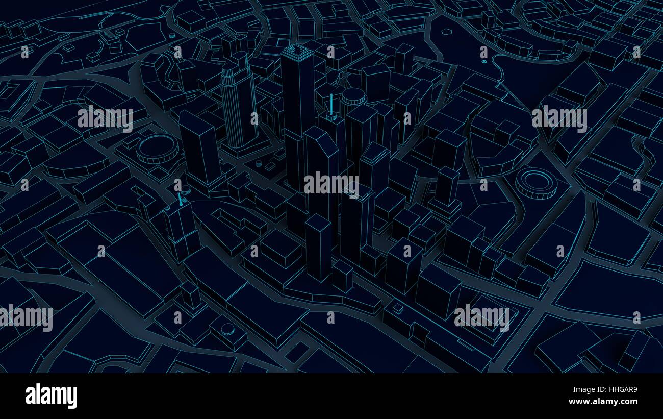 dark low poly city views from above. 3d rendering Stock Photo - Alamy