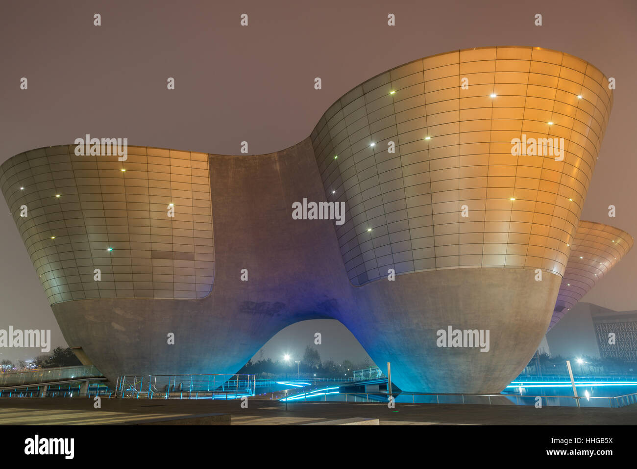 The Tri-Bowl building at Songdo Central Park at the financial district ...