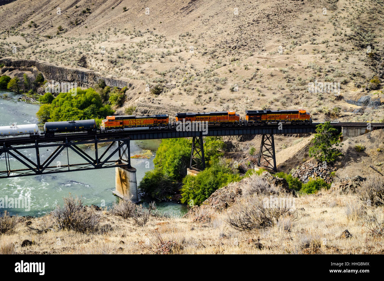 Train trestle over river hi-res stock photography and images - Alamy