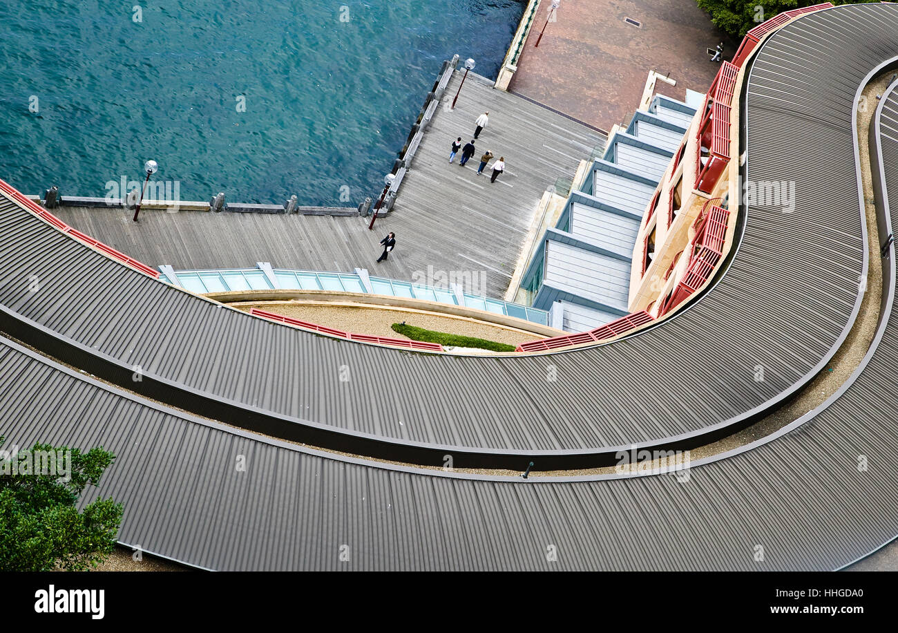 Overhead view of curved building in Sydney harbour Stock Photo - Alamy