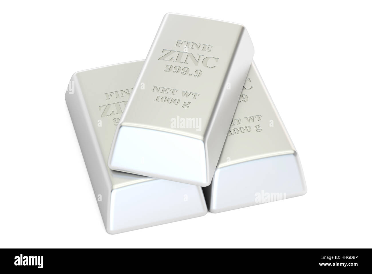 Zinc bars, 3D rendering isolated on white background Stock Photo - Alamy