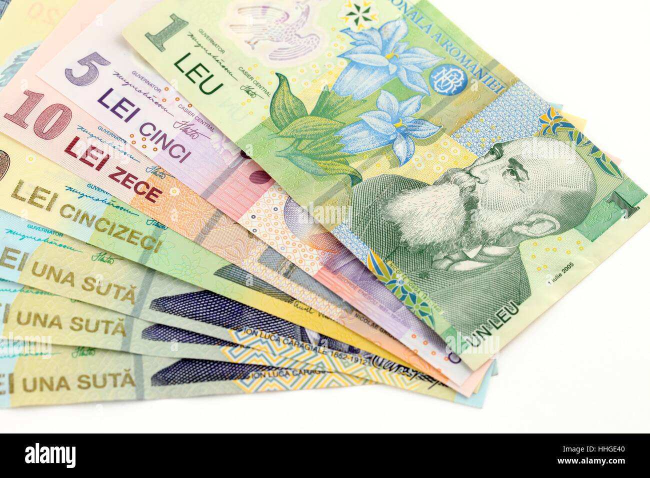 Romanian lei bank notes hi-res stock photography and images - Alamy