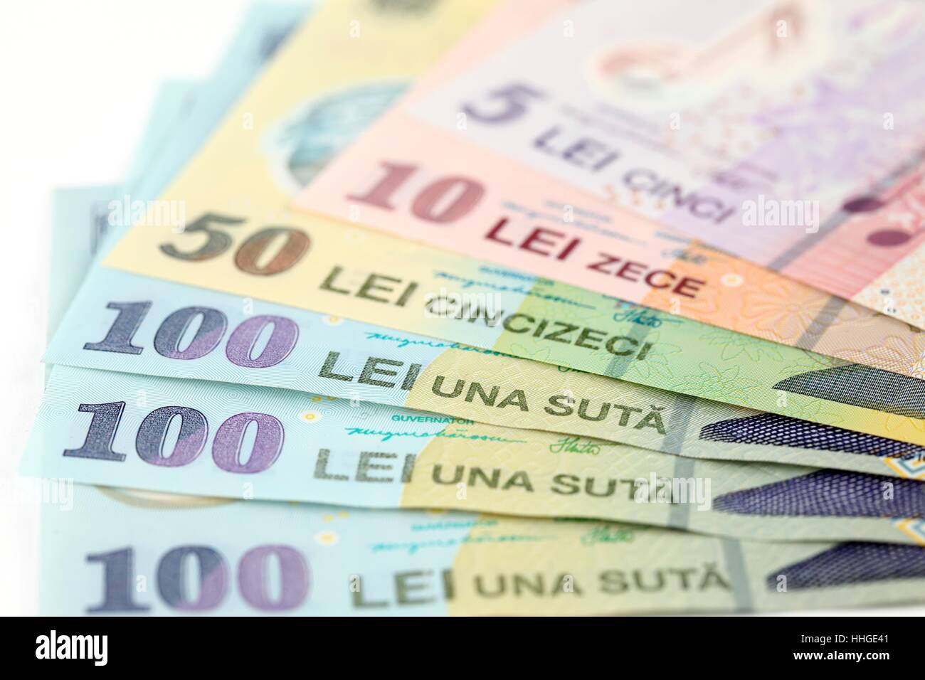 Romanian lei bank notes hi-res stock photography and images - Alamy