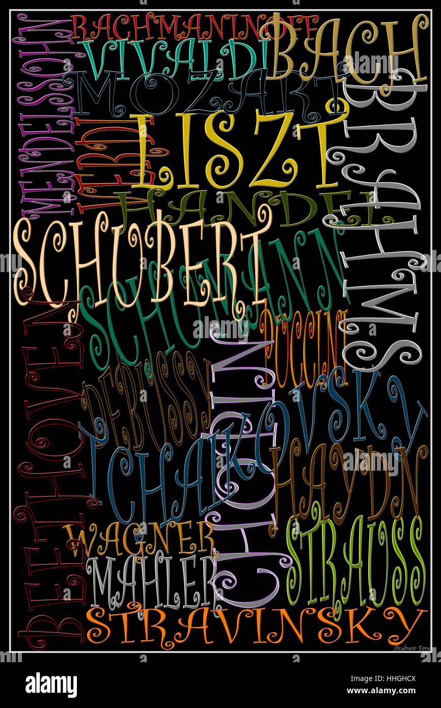 Typography of music composers Stock Photo - Alamy