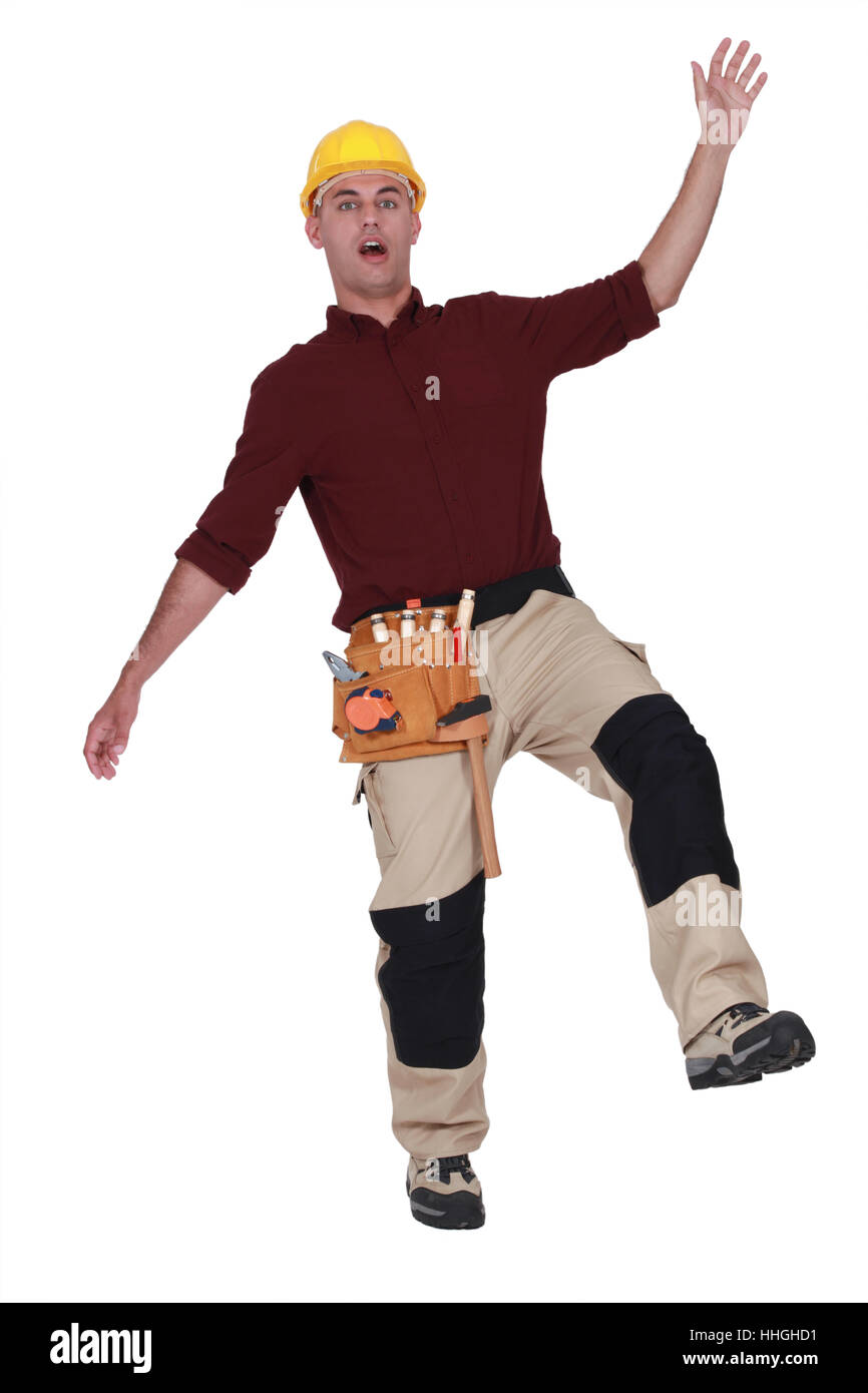 Construction worker falling Stock Photo - Alamy