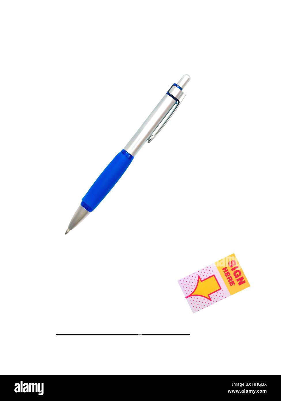 A conceptual business image using sign here post its Stock Photo - Alamy