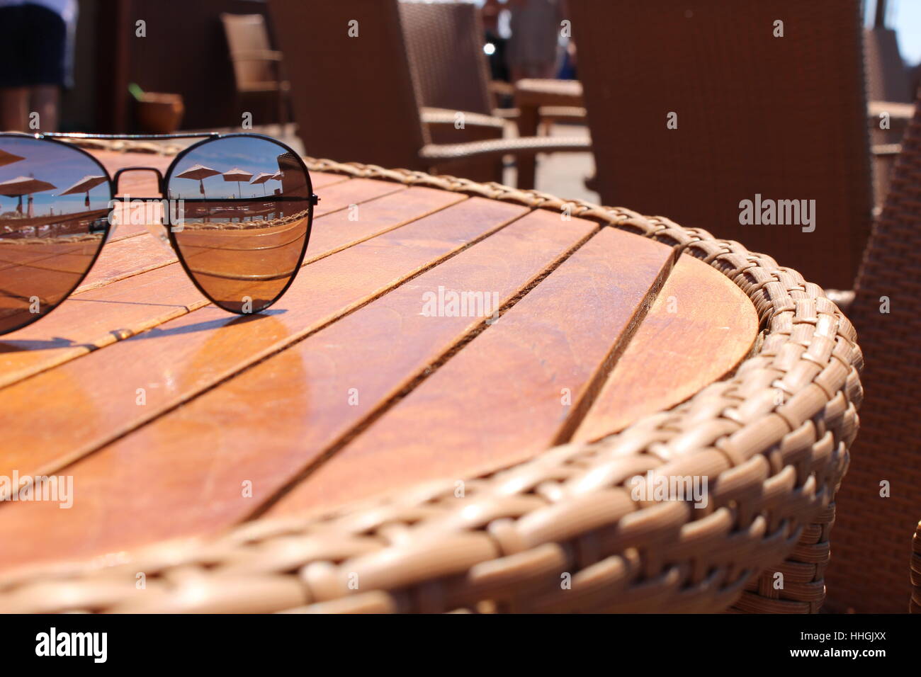 wood, summer, summerly, mirroring, sunshade, table, sunglasses ...