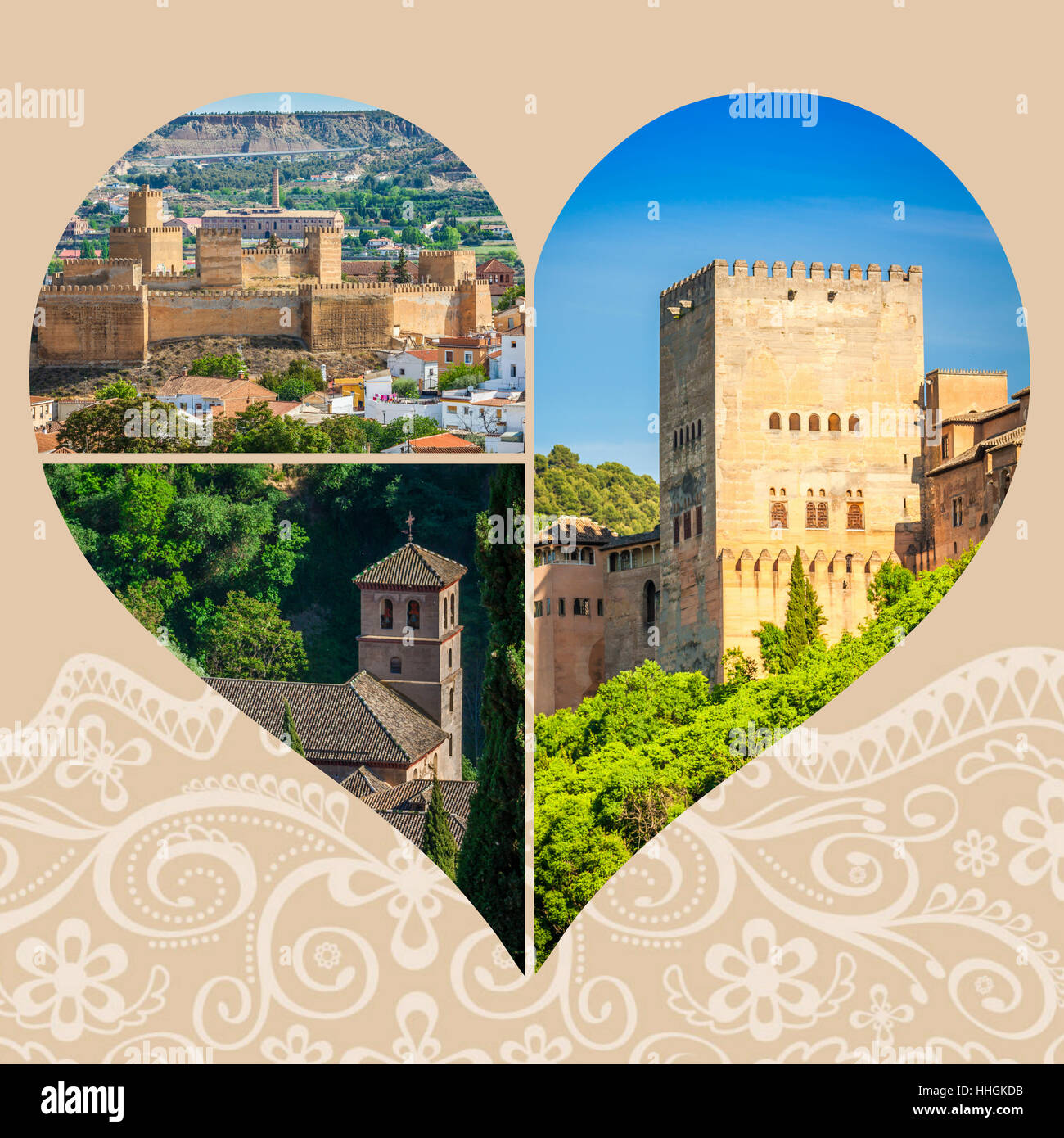 Collage Granada Spain Poster Alhambra, Granada, Spain. – Muurposter