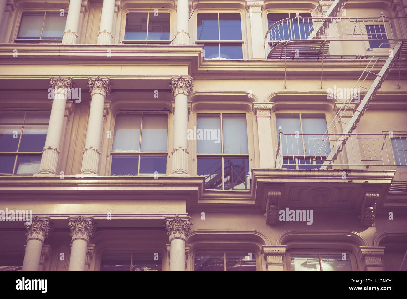 Retro New York City apartment building architecture Stock Photo - Alamy