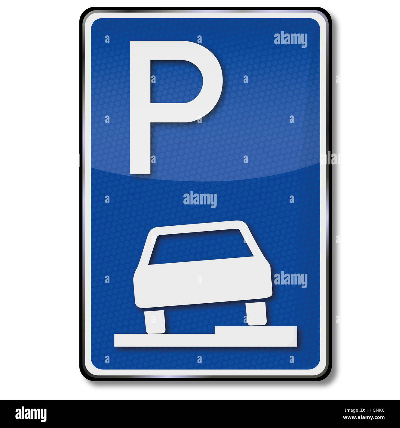 traffic sign parking on the curb Stock Photo - Alamy