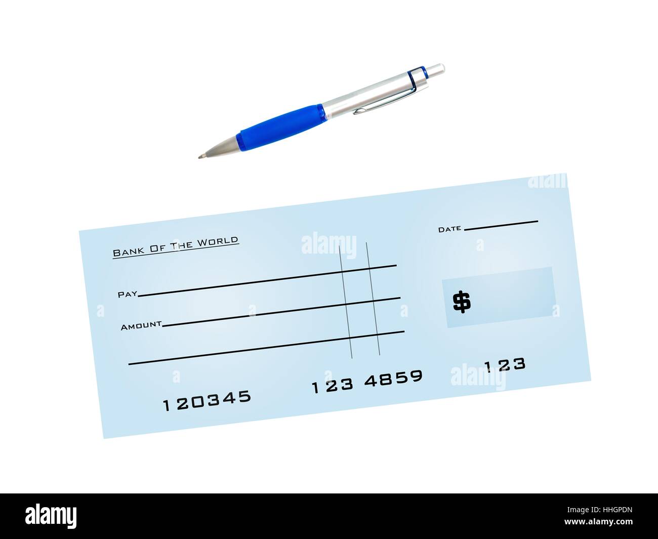 Close up bank cheque check Cut Out Stock Images & Pictures - Alamy
