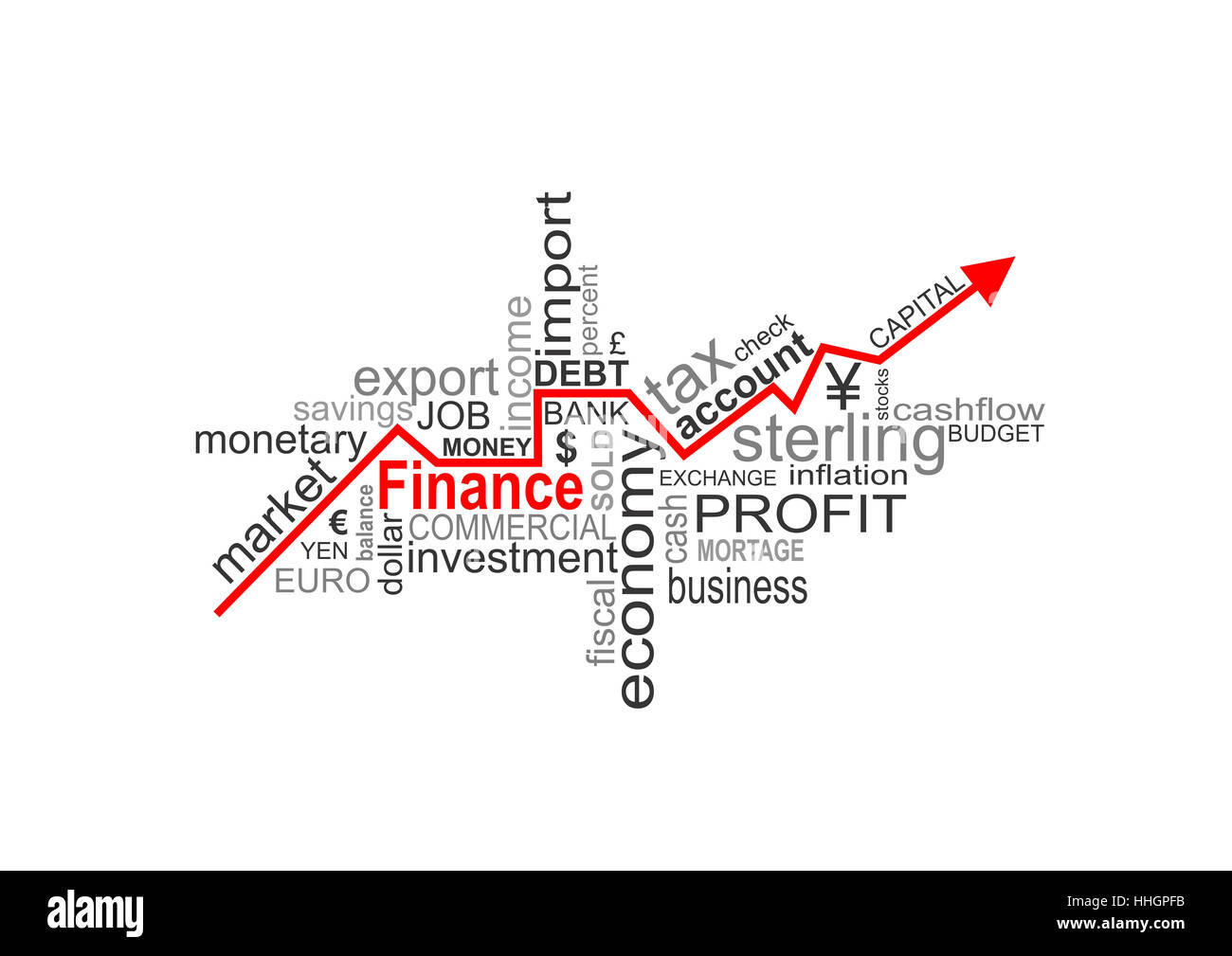 Word cloud concept illustration of money finance with arrow Stock Photo ...