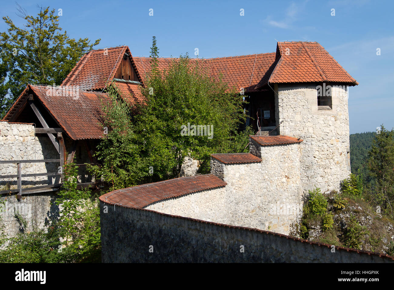 blue, tree, trees, bavaria, roofs, style of construction, architecture ...