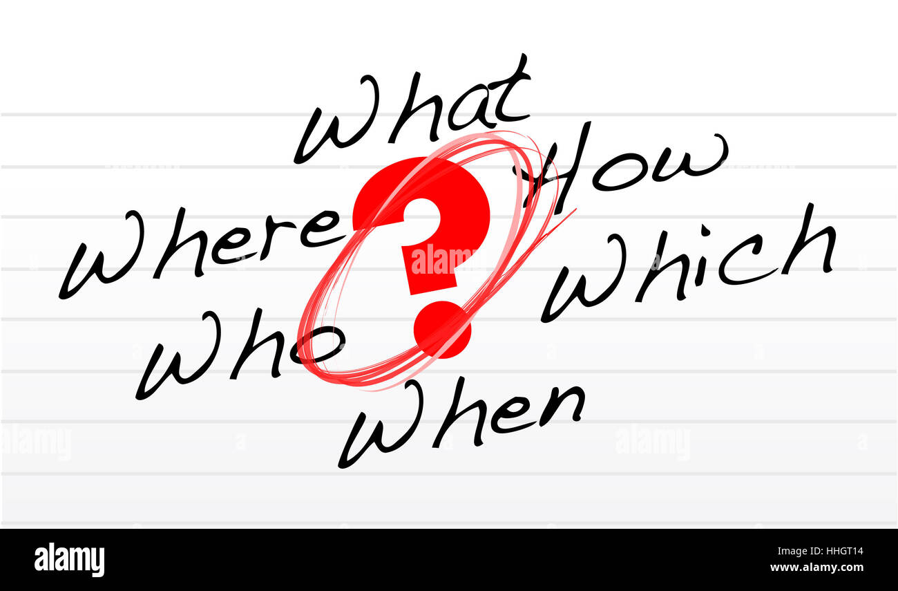 question concept illustration on a notepad paper Stock Photo - Alamy