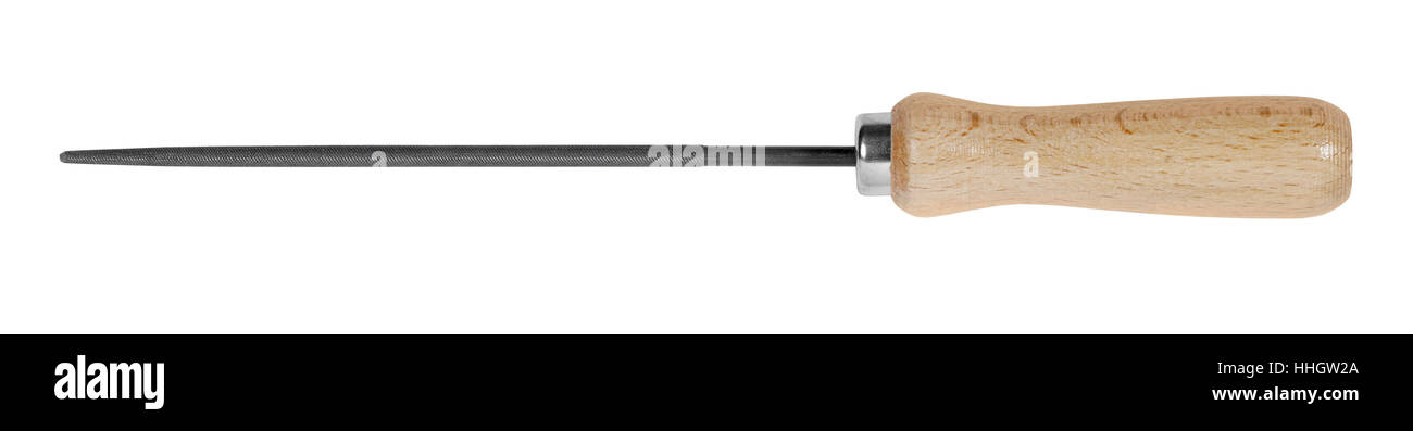 studio photography of a file with wooden handle in white back Stock ...