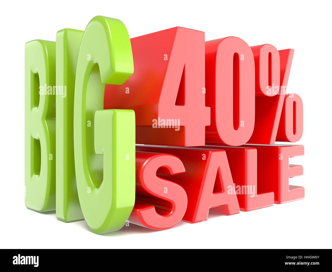 Big sale and percent 40% 3D words sign. 3D render illustration isolated ...