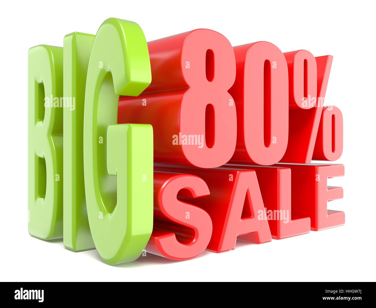 Big sale and percent 80% 3D words sign. 3D render illustration isolated ...
